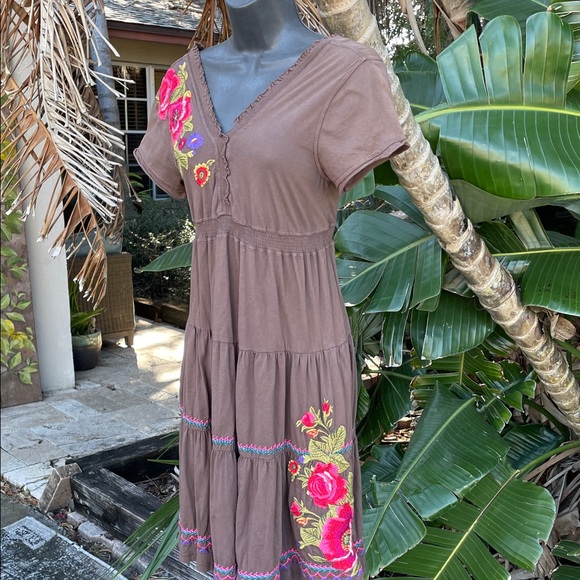 Johnny Was | Dresses | Johnny Was Embroidered Dress With Tiered Skirt ...
